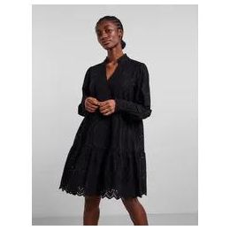 Blusenkleid Y.A.S "YASHOLI LS DRESS S. NOOS", Damen, Gr. XL, N-Gr, schwarz, Web, Obermaterial: 100% Baumwolle, unifarben, tiefer V-Ausschnitt, weit Manschette, Kleider Blusenkleid, Sommerkleid