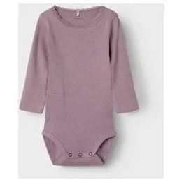 Langarmbody name it "NBFKAB LS BODY NOOS", Jungen, Gr. 62, N-Gr, lila (elderberry detail:melange), Jersey, Obermaterial: 57% Baumwolle, 38% Modal, 5% Elasthan, meliert, unifarben, normal, Rundhals, Bodys