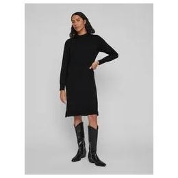 Strickkleid Vila "VIRIL CREW NECK L/S MIDI DRESS - NOOS", Damen, Gr. M, N-Gr, schwarz, Feinstrick, Obermaterial: 50% Viskose, 27% Nylon, 23% Polyester, unifarben, regular fit knielang, hoch geschlossener Ausschnitt, Kleider Strickkleid