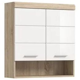 H&auml;ngeschrank Welltime "SIENA, Breite 74cm, 2 T&uuml;ren, 1 offenes F&auml;cher, MDF-Front", wei&szlig; (eiche sonoma hell nb, wei&szlig; hochglanz mdf tz), B:74cm H:79cm T:24cm, FSC-zertifizierter Holzwerkstoff, Schr&auml;nke, H&auml;ngeschrank, in verschiedenen Farben erh&auml;ltlich, Badm&ouml;bel, Badschrank, Schrank, Bad