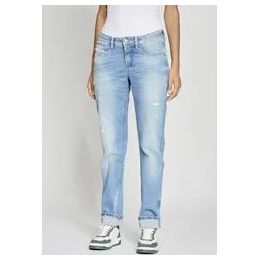 Loose-fit-Jeans Gang "94AMELIE STRAIGHT", Damen, Gr. 27, N-Gr, blau (love destroy), Denim/Jeans, Obermaterial: 90% Baumwolle, 6% Polyester, 4% Elasthan, Destroyed-Effekte, regular fit lang, Jeans