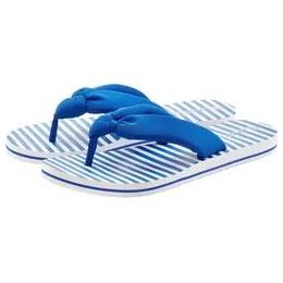 Badezehentrenner Lascana "Sandale, Badeschuh, Pantolette, Badelatsche, Flip Flop, Sommerschuh", Damen, Gr. 35, blau (blau, wei&szlig;), Obermaterial: 100% Textilmaterial. Decksohle: 100% Synthetik. Laufsohle: 100% Synthetik, gemustert, Basic, Schuhe, Zehentrenner ultraleicht mit softem Band VEGAN