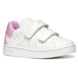 Sneaker Geox "B ECLYPER GIRL", Damen, Gr. 22, pink (wei&szlig;, pink), Synthetik, Textil, Glitzer, Schuhe Sneaker, Retro Sneaker, Klettschuh mit bunt glitzerndem Ferseneinsatz
