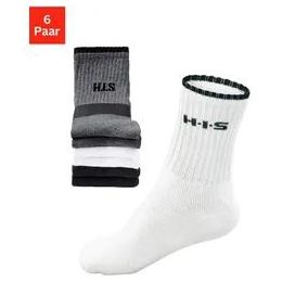 H.I.S. Sportsocken H.I.S, Herren, Gr. 35-38, grau (2x wei&szlig;, 2x schwarz, 2x grau meliert), Baumwollmischung, Rippstruktur, uni und meliert, elastisch, Socken Sportsocken, mit Frottee & verst&auml;rkten Belastungszonen