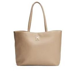 Tragetasche Tommy Hilfiger "TH MODERN TOTE", Damen, Gr. B/H/T: 35cm x 29,5cm x 14cm, beige, Lederimitat, unifarben, Taschen, Damen Schultertasche, Umh&auml;ngetasche mit TH-Schmuckelement