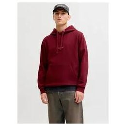 Jack & Jones Kapuzensweatshirt JACK & JONES "JORNORREBRO EMB SWEAT HOOD NOOS", Herren, Gr. M, cabernet, angeraute Sweatware, Obermaterial: 89% Baumwolle, 11% Polyester, unifarben, relaxed fit normal, Rundhals, Rippb&uuml;ndchen, Sweatshirts, mit Logo Print