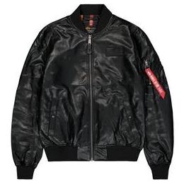 Lederjacke Alpha Industries "MA-1 VF Vegan Leather Light", Herren, Gr. L, schwarz, Obermaterial: 100% Polyurethan, Futter: 100% Polyester, Jacken