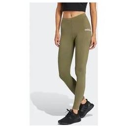 Leggings Adidas SPORTSWEAR "W LIN SJ LEG", Damen, Gr. L, N-Gr, gr&uuml;n (olive strata, wei&szlig;), Obermaterial: 90% Baumwolle, 10% Elasthan, Hosen Leggings, aus Baumwollmaterial mit Stretchanteil, hoher Bund, ohne Verschluss