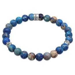Armband Kuzzoi "Herren Achat Perlen Blau Beads 925 Silber" Gr. 19, silber, Armb&auml;nder, Herren, 19cm, ohne Stein, Silber 925 (Sterlingsilber), Armband
