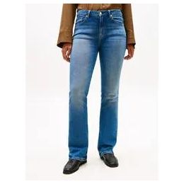 Bootcut-Jeans Tommy Hilfiger "DNM BOOTCUT RW", Damen, Gr. 34, L&auml;nge 32, glow, Denim/Jeans, Obermaterial: 98% Baumwolle, 2% Elasthan, Abriebeffekte, bootcut fit kn&ouml;chellang, Jeans