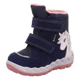 Winterboots Superfit "ICEBIRD WMS: Weit", M&auml;dchen, Gr. 25, bunt (dunkelblau, rosa einhorn), Nappaleder, Polyester, Polyurethan, Veloursleder, Schuhe Winterboots, Snowboots mit Einhorn Motiv, Gr&ouml;&szlig;enschablone zum Download