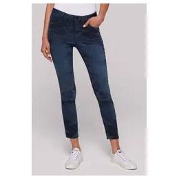 Slim-fit-Jeans SOCCX, Damen, Gr. 33, Normalgr&ouml;&szlig;en, blau, Denim/Jeans, Material: 68% Baumwolle, 16% Polyester, 14% Lyocell, 2% Elasthan, tarnfarben, slim fit, Jeans Slim-fit-Jeans, mit verk&uuml;rztem Bein
