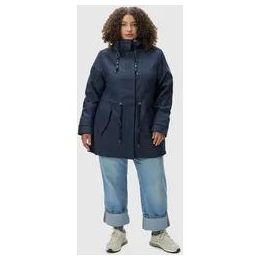 Wintermantel Ragwear "Monadis Rainy II Intl.", Damen, Gr. XXL (44), blau (navy), Oberstoff: 100% Polyester; Futter: 100% Polyester; Wattierung: 100% Polyester, figurbetont Po-bedeckend, hoch geschlossener Ausschnitt, mit Knopf,verstellbar Rippstrickb&uuml;ndchen, M&auml;ntel Wintermantel, sportlicher, wasserdichter Parka f&uuml;r den Winter