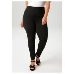 Leggings ANISTON PLUS, Damen, Gr. 52/54, N-Gr, schwarz, Single Jersey, Obermaterial: 95% Baumwolle, 5% Elasthan, unifarben, sehr figurbetont kn&ouml;chelfrei, Hosen Leggings, aus elastischer Single Jersey-Qualit&auml;t