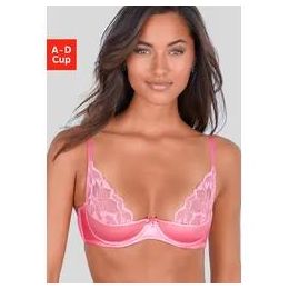 B&uuml;stenhebe Lascana, Damen, Gr. 85, Cup A, pink, Spitze, Obermaterial: 76% Polyamid, 16% Elasthan, 8% Polyester, BHs B&uuml;stenhebe, aus edlem Satin-Material mit dezent transparenter Spitze, sexy Dessous