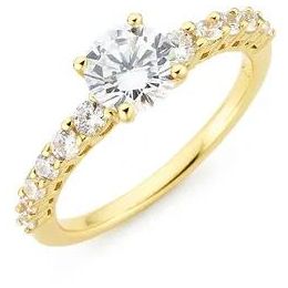 Fingerring Firetti "Schmuck Geschenk Silber 925 Silberring Verlobungsring" Gr. 59, gold (gelbgoldfarben, kristallwei&szlig;), Fingerringe, Damen, 59, Silber 925 (Sterlingsilber), 2,5mm, Fingerring, mit Zirkonia (synth.)