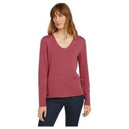 V-Ausschnitt-Pullover Tom Tailor, Damen, Gr. L, cozy pink, Strick, Obermaterial: 60% Baumwolle, 40% Viskose, unifarben, regular fit normal, V-Ausschnitt, Pullover, mit V-Ausschnitt