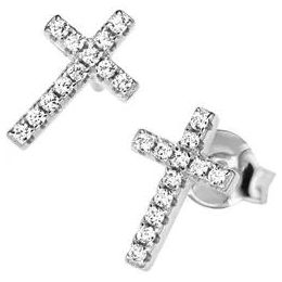 Paar Ohrstecker Smart Jewel "Kreuz mit Zirkonia, Silber 925", silber, Ohrringe, Damen, Silber 925 (Sterlingsilber)