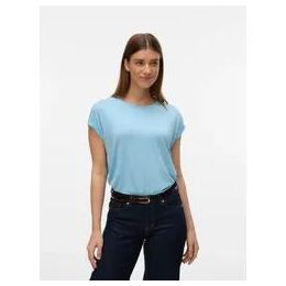V&eacute;ro Moda Rundhalsshirt VERO MODA "VMAVA PLAIN SS TOP GAJRS NOOS", Damen, Gr. XL, blau (airy blau), Jersey, Obermaterial: 95% Lyocell, 5% Elasthan, unifarben, regular fit normal, Rundhals, Shirts Rundhalsshirt, Materialmix, regular fit