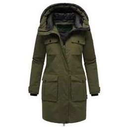 Winterjacke Navahoo "Eissturm 14", Damen, Gr. XXL (44), gr&uuml;n (olivgr&uuml;n), Material: 100% Polyester, gerade h&uuml;ftbedeckend, weit gerader Abschluss, Jacken Winterjacke, Wasserabweisende Jacke mit Kapuze