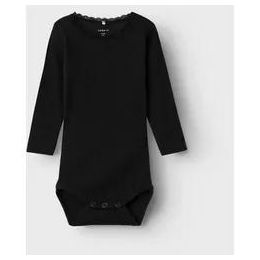 Langarmbody name it "NBFKAB LS BODY NOOS", Jungen, Gr. 74, N-Gr, schwarz, Jersey, Obermaterial: 57% Baumwolle, 38% Modal, 5% Elasthan, unifarben, normal, Rundhals, Bodys