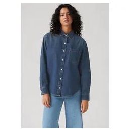 Levi's Jeansbluse LEVI'S "HARLIE BOYFRIEND SHIRT", Damen, Gr. M (38), play around, Web, Obermaterial: 100% Baumwolle, unifarben, relaxed fit Po-bedeckend, 2-Knopf-Manschette, Blusen Jeansbluse, mit Brusttasche