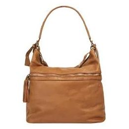 Shopper Samantha Look, Damen, Gr. B/H/T: 34cm x 32cm x 16cm onesize, braun (cognac), Leder, vintage, Taschen Shopper, echt Leder, Made in Italy