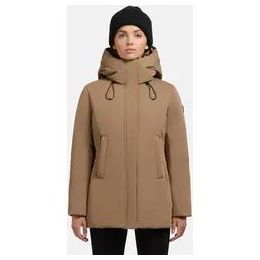 Winterjacke Khujo "Palla-YM", Damen, Gr. XL (42), braun (nougat), Material: 55% Baumwolle, 45% Polyester. Futter: 100% Nylon. Wattierung: 100% Polyester, tailliert Po-bedeckend, hoch geschlossener Ausschnitt, &Auml;rmel ohne &Auml;rmelschlitz Rippstrickb&uuml;ndchen, Jacken Winterjacke, Damen Wintermantel mit verstellbarer Kapuze