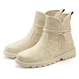Stiefelette Vivance "Boots, Stiefel", Damen, Gr. 39, beige, Obermaterial: 100% Lederimitat. Decksohle: 100% Textilmaterial. Futter: 100% Textilmaterial. Laufsohle: 100% Synthetik, Strukturmuster, unifarben, Basic, Schuhe Stiefelette, mit raffinierten Bindeb&auml;ndern VEGAN