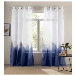 Gardine Bruno Banani "Nevalla" Gr. 3, blau, B:130cm H:225cm, Baumwolle, Baumwolle, Gardinen, Gardine, modern, Farbverlauf, Wohnzimmer, Schlafzimmer, halbtransparent
