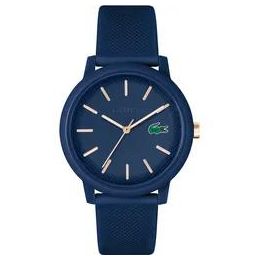 Quarzuhr Lacoste "Lacoste.12.12", blau (blau, ros&eacute;goldfarben), Armbanduhren, Damen, Quarzuhr, Armbanduhr, Herrenuhr, Mineralglas, Silikonarmband