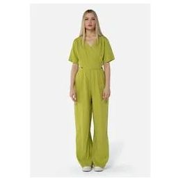 Jumpsuit FRESHLIONS "Kira", Damen, Gr. L, EURO-Gr&ouml;&szlig;en, gr&uuml;n, 100% Leinen, lang, V-Ausschnitt, Overalls Jumpsuit, im klassischen Design
