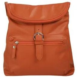 Cityrucksack FORTY, Damen, Gr. B/H/T: 28cm x 30cm x 8cm, onesize, orange, Leder, Rindsleder, Rucks&auml;cke Cityrucksack, echt Leder, Made in Italy
