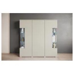 Highboard OTTO HOME "Kenia", beige (kaschmir), B:135cm H:134cm T:39,5cm, FSC-zertifizierter Holzwerkstoff, Glas, Hartfaserplatte, Kunststoff, Sideboards, Highboard, Modernes Highboard, mit Glast&uuml;ren, Breite 135 cm