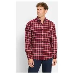 Langarmhemd OLYMP "OLYMP Casual, regular fit, Button-down", Herren, Gr. M, Normaler Arm, rot, 100% Baumwolle, Hemden