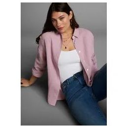 Longbluse Laura Scott, Damen, Gr. 46, rosa (ros&eacute;), Web, Obermaterial: 100% Baumwolle, unifarben, Basic, l&auml;ssig geschnitten, verstellbar, Blusen Longbluse, in Musselin-Qualit&auml;t, Topseller