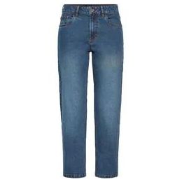Mom-Jeans oxmo "Mom-Jeans OXHELLE MOM JEANS", Damen, Gr. 28, N-Gr, blau (dunkelblau denim), Obermaterial: 68% Baumwolle CO. 27% Polyester PES. 3% Viskose CV. 2% Elasthan EL., Jeans