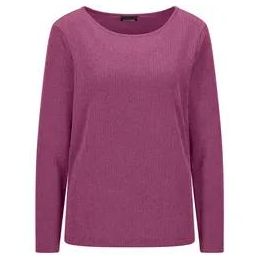 Langarmshirt GOLDNER "Kurzgr&ouml;&szlig;e Langarm Melange Jersey-Oberteil", Damen, Gr. 19, pink (beere), Obermaterial: 76% Polyester PES. 20% Viskose CV. 4% Elasthan EL., Modisch, U-Boot-Ausschnitt, Shirts Langarmshirt, U-Boot-Ausschnitt