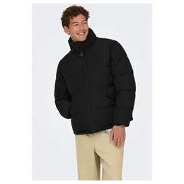 Only & Sons Steppjacke ONLY & SONS "ONSPACK LIFE PUFFER JACKET OTW", Herren, Gr. XXL, schwarz, Web, Obermaterial: 100% Polyester, unifarben, regular fit normal, hoch geschlossener Ausschnitt, Jacken Steppjacke
