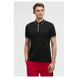 Poloshirt CAMP DAVID, Herren, Gr. S, schwarz, Piqu&eacute;, Material: 97% Baumwolle, 3% Elasthan, bedruckt, regular fit normal, hoch geschlossener Ausschnitt, eingesetzt B&uuml;ndchen, Shirts, mit Baumwolle