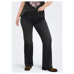 Jeansleggings Only CARMAKOMA "CARROYAL MID WAIST FLARED LEGGING", Damen, Gr. 46, L&auml;nge 32, washed schwarz, Denim/Jeans, Obermaterial: 69% Baumwolle, 29% Polyester, 2% Elasthan, unifarben, Jeans