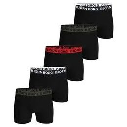 Bj&ouml;rn Borg Boxershorts BJ&Ouml;RN BORG "Boxershort Cotton Stretch Trunks Big Logo 5P 5er Pack", Herren, Gr. XL, schwarz (schwarz, rot, gr&uuml;n), Obermaterial: 95% Baumwolle CO. 5% Elasthan EL., Unterhosen