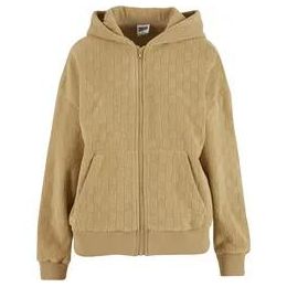 Sweatjacke Urban Classics "Urban Classics Ladies Jacquard Velvet Oversized Zip Hoody", Damen, Gr. XL, unionbeige, 100% Polyester, Sweatjacken Sweatjacke