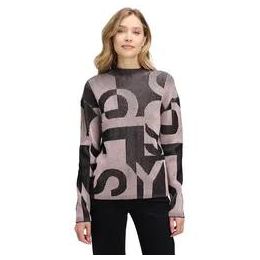 Strickpullover Betty Barclay "Damen mit Jacquard", Damen, Gr. 42, schwarz (patch schwarz, ros&eacute;), Strick, Obermaterial: 50% Viskose, 27% Polyamid, 23% Polyester, relaxed fit normal, Pullover Strickpullover