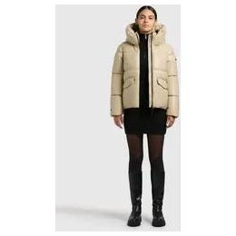 Lederimitatjacke Khujo "AURORA", Damen, Gr. XXL, beige, 100% Polyurethan, unifarben, eingesetzt Rippb&uuml;ndchen mit Windstopper, Jacken