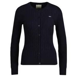 Sweatshirt Gant "Strickjacke STRETCH COTTON CABLE CARDIGAN", Damen, Gr. M, blau, Obermaterial: 88% Baumwolle CO. 10% Polyamid PA. 2% Elasthan EL., Sweatshirts Sweatshirt