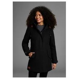 Parka Kangaroos, Damen, Gr. 42, schwarz, Web, Obermaterial: 54% Polyester, 46% Baumwolle. Futter: 100% Polyester. Futter Oberteil: 100% Polyester. Wattierung: 100% Polyester, Fellimitat, unifarben, normal, Jacken Parka, mit Teddy Fellimitat gef&uuml;ttert, Winterjacke