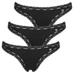 like it! String LIKE IT "3er Pack Damen String Olivia", Damen, Gr. S, schwarz, Stoff, Obermaterial: 92% Polyamid PA. 8% Elasthan EL., Unterhosen String