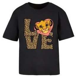 T-Shirt Merchcode "Merchcode Simba Love Tee", Damen, Gr. L, schwarz, 100% Baumwolle, bedruckt, oversize, Rundhals, Shirts T-Shirt