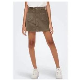 Cordrock Only "ONLAMAZING HW CORD SKIRT", Damen, Gr. L (40), braun (cub), Cord, Obermaterial: 100% Baumwolle, unifarben, mini, R&ouml;cke, Baumwollmischung